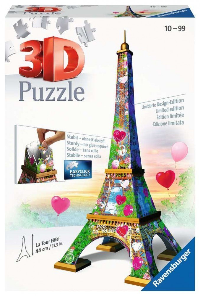 Puzzle 216 elementów 3D Wieża Eiffla Love Edition - SeniorLux